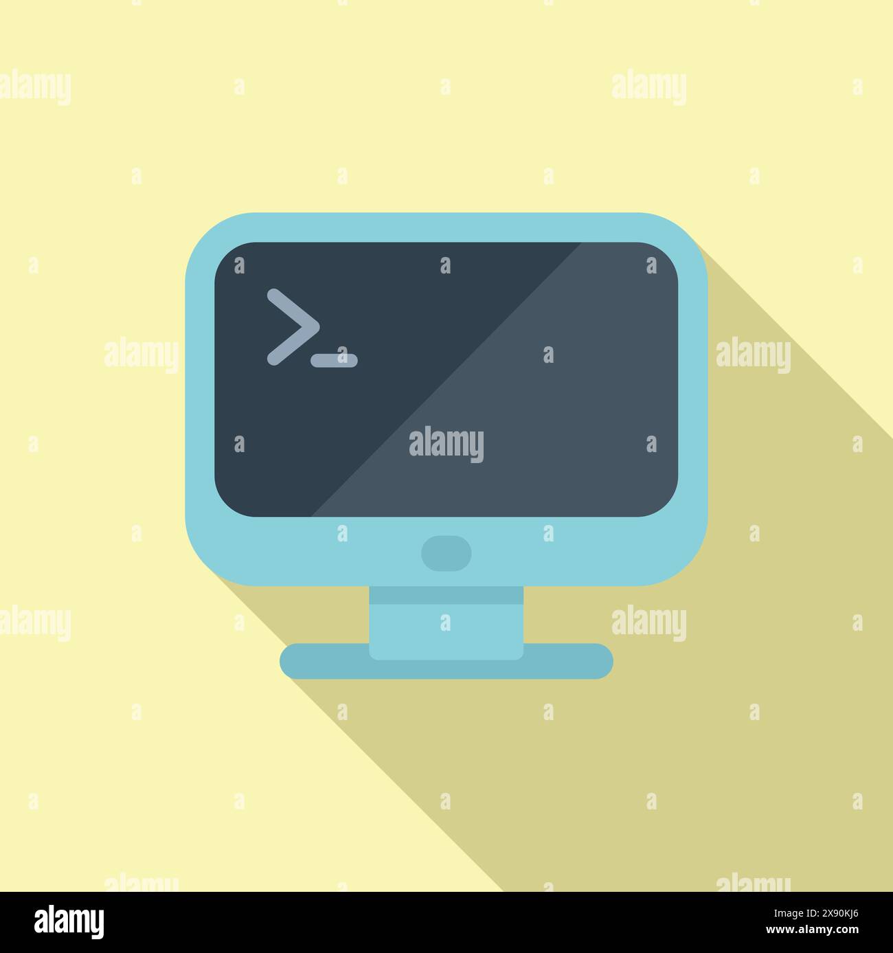 Modern flat design icon of a computer monitor with a command prompt ...