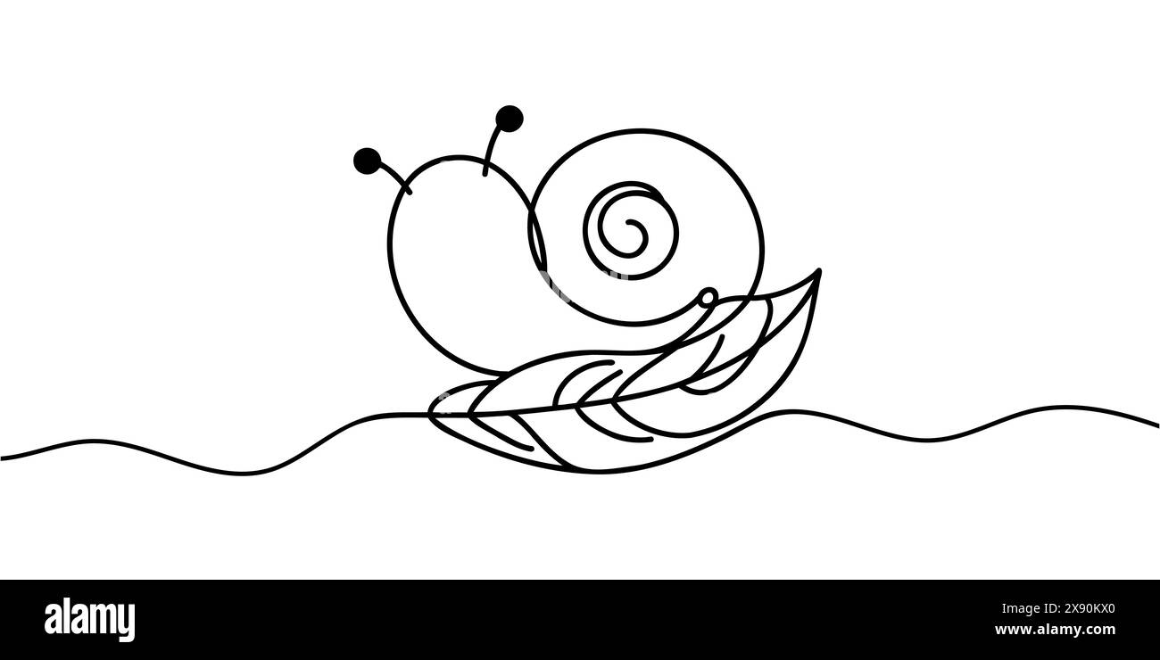 snail continuous one line drawing of isolated Stock Vector Image & Art ...