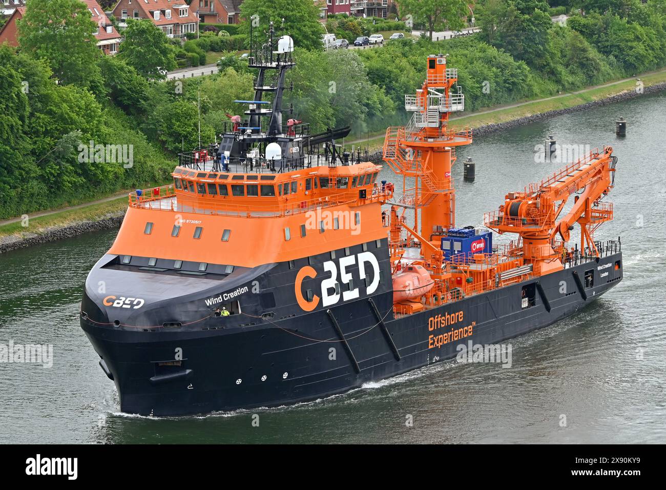 Offshore Walk-to-Work-Vessel WIND CREATION passing the Kiel Canal in ...