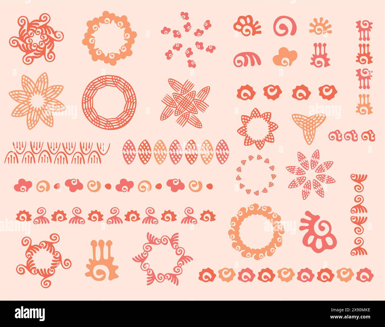 Peach fuzz botanical set texture vector motif with color of the year ...