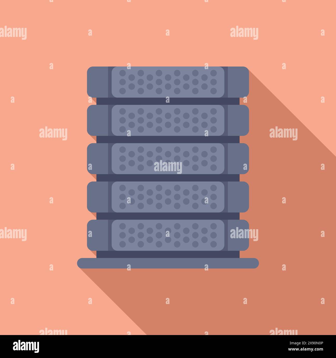 Clean and modern flat design illustration of a server rack on a warm ...