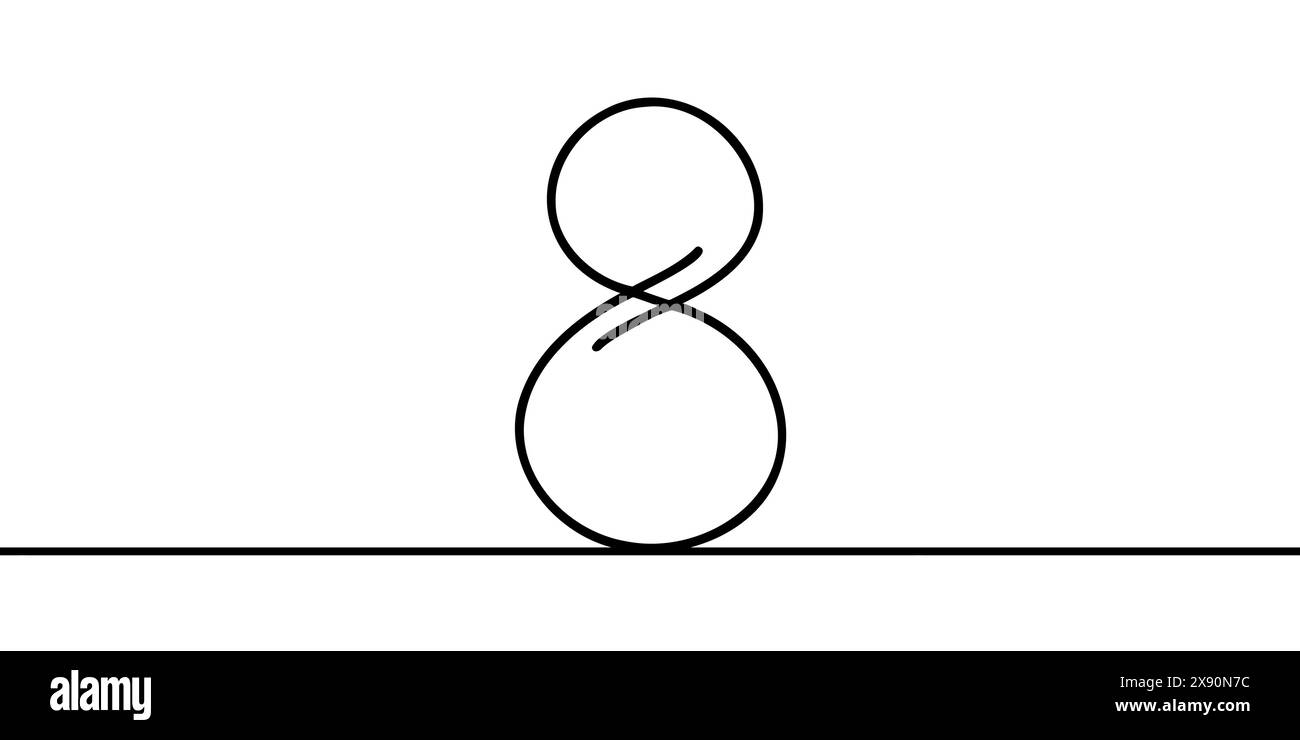 Number 8 in continuous line drawing style. Line art of number eight ...
