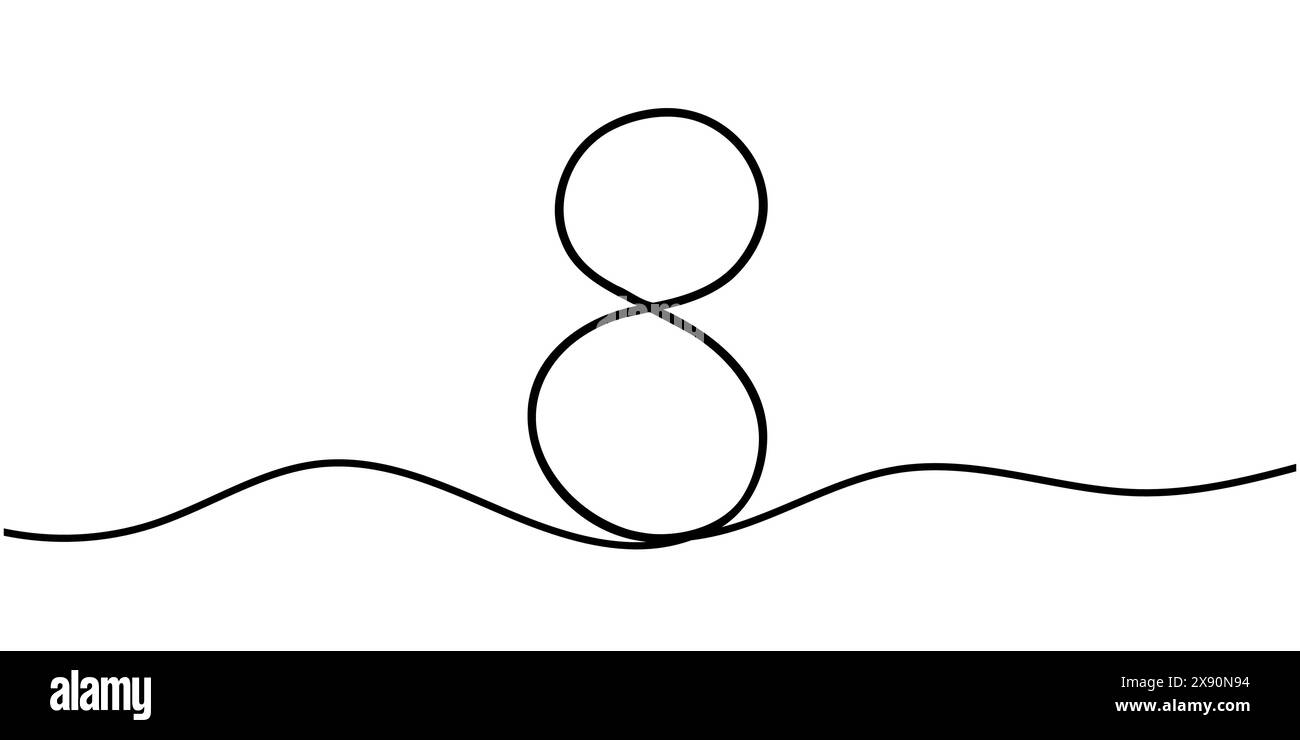 Number 8 in continuous line drawing style. Line art of number eight ...
