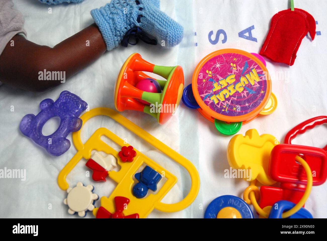Red Cross Childrens Hospital, Cape Town. April 2006 A baby lies amongst ...
