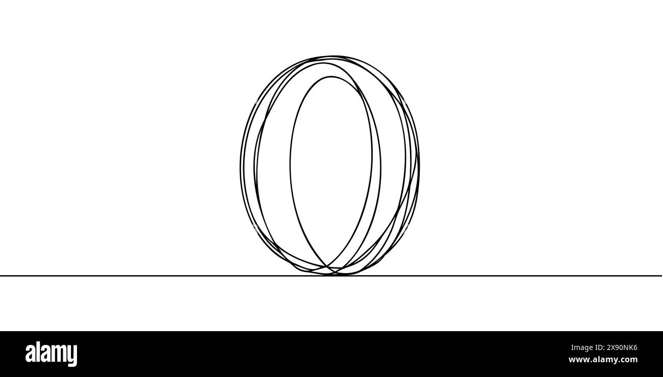 Number 0 in continuous line drawing style. Line art of number zero ...