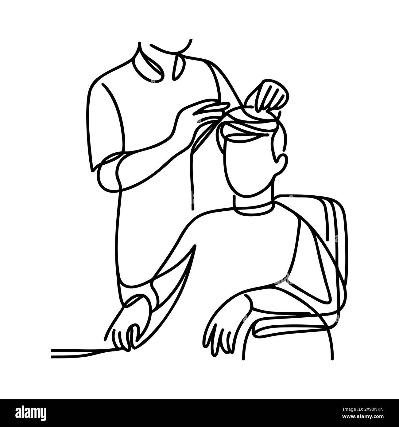 Hairstylist cutting hair Stock Vector Images - Alamy