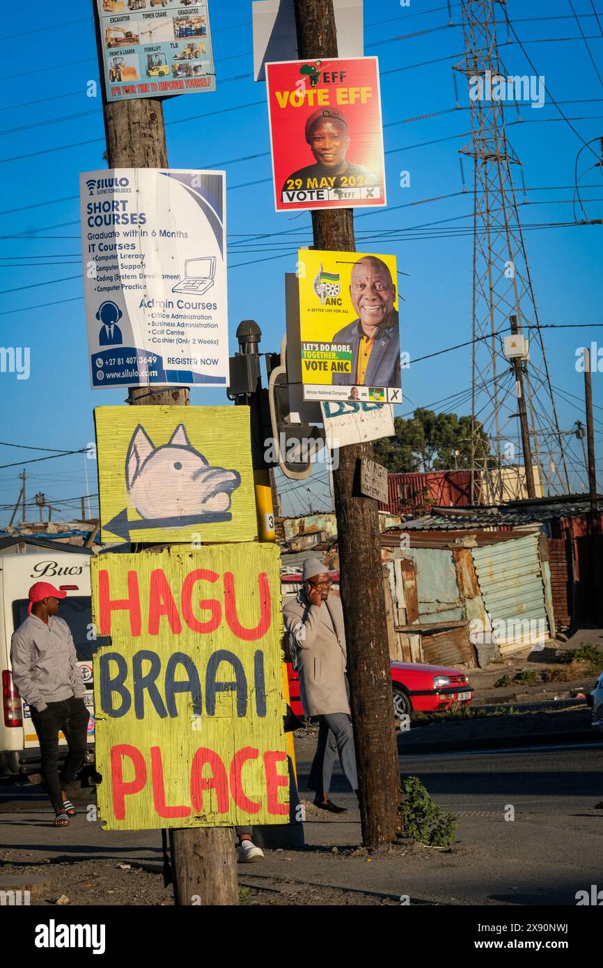 Khayelitsha. Election posters for various parties jostling for space on ...