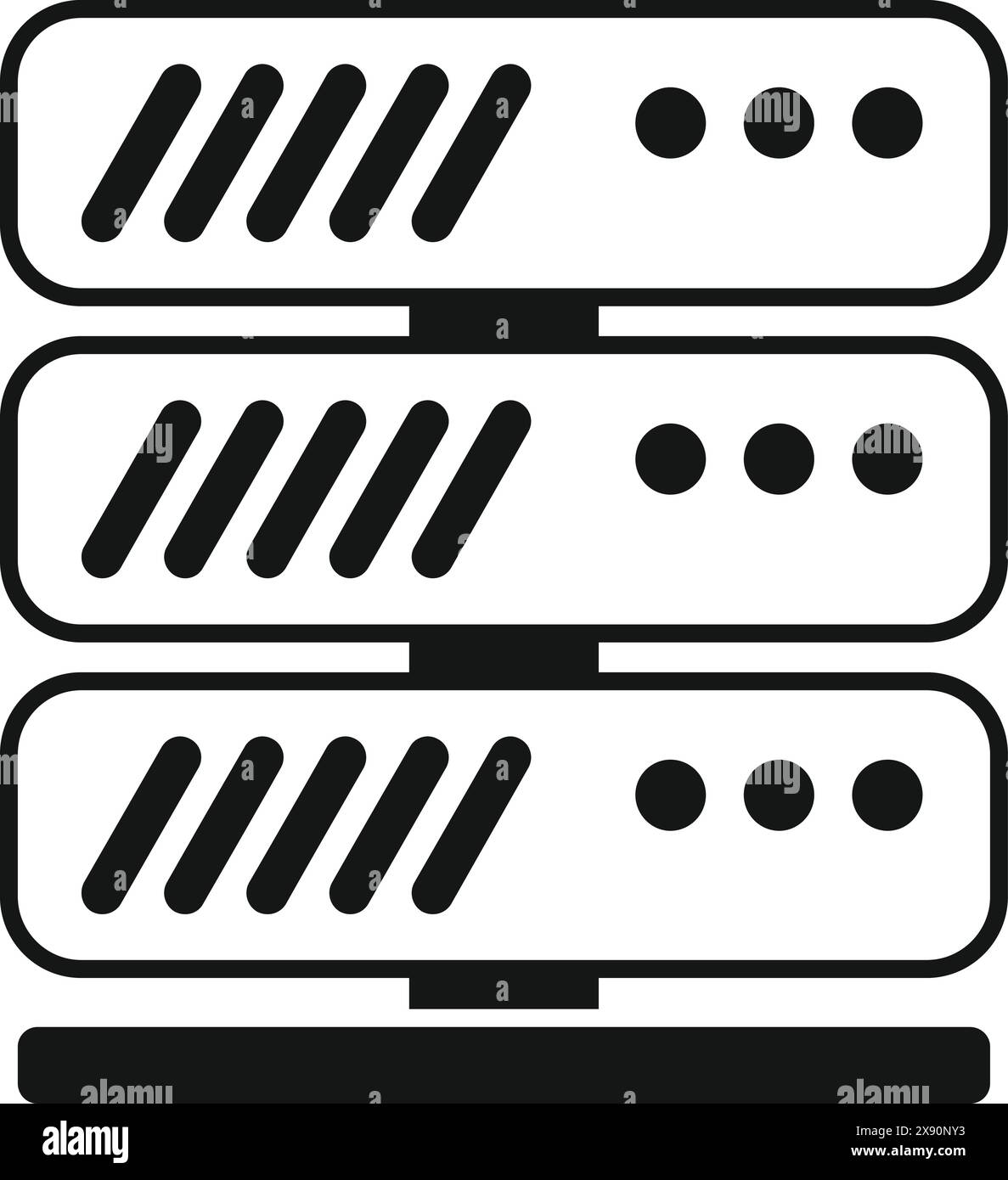 Vector illustration of a simple black and white server rack icon in a ...
