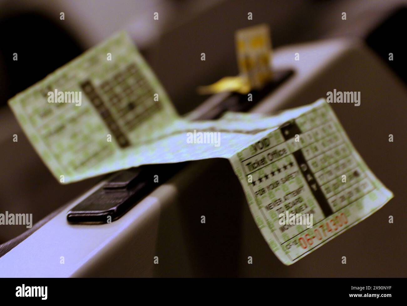 The train conductor left the receipt in the slot by the seat Stock ...