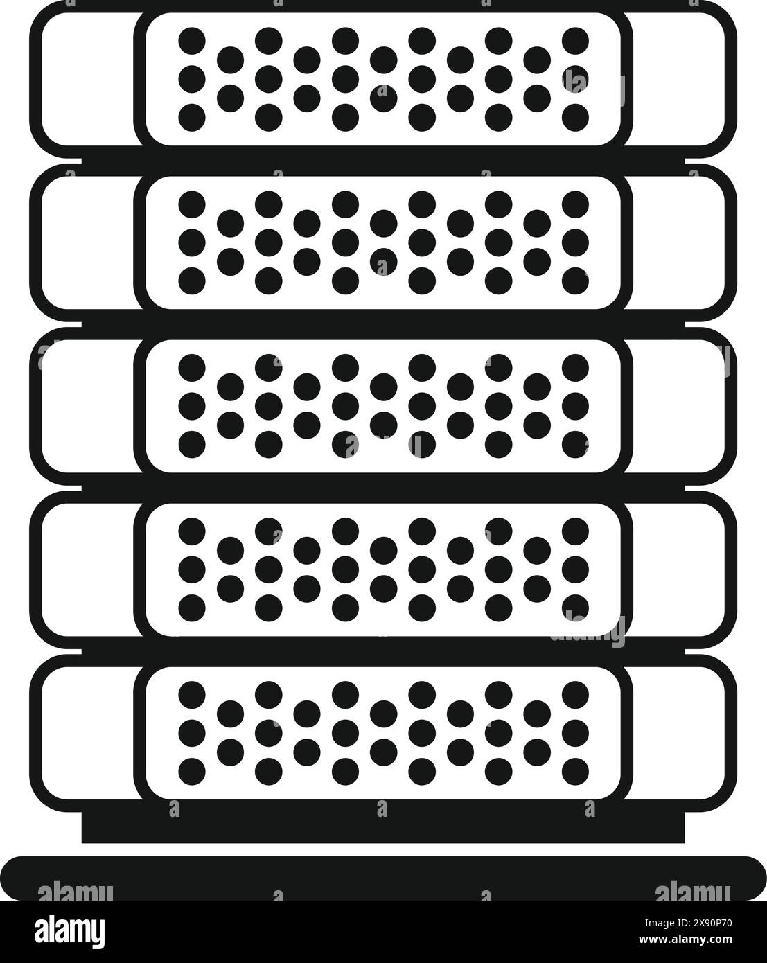 Black and white icon set depicting various server rack units Stock ...