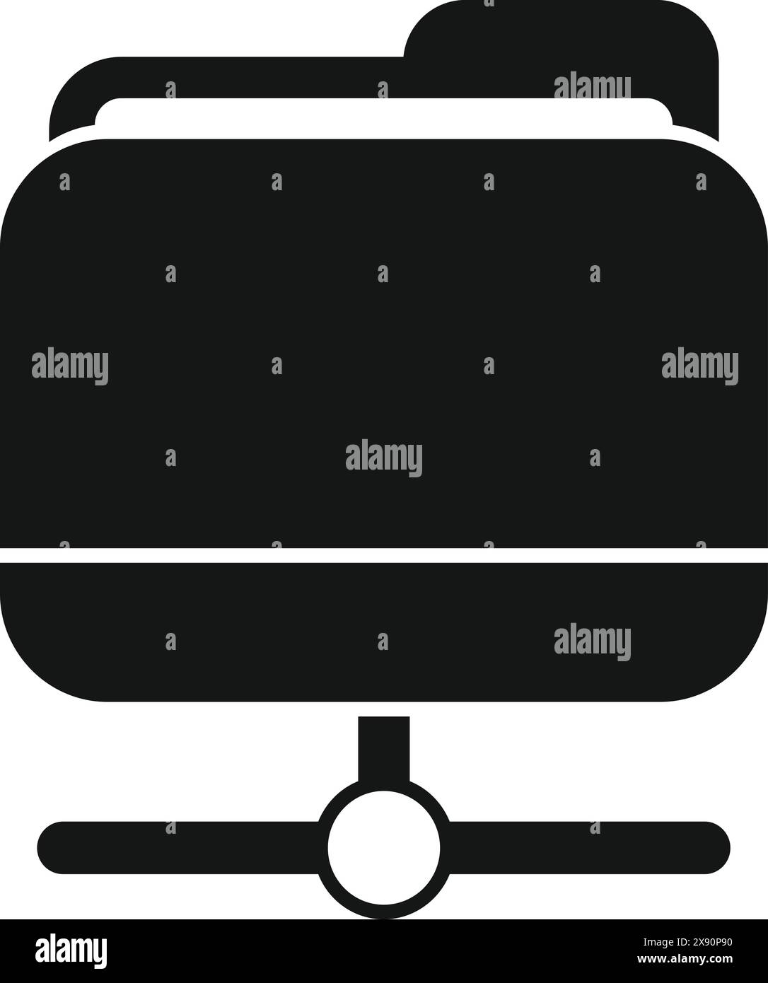 Simple black and white vector icon representing a network folder on a ...