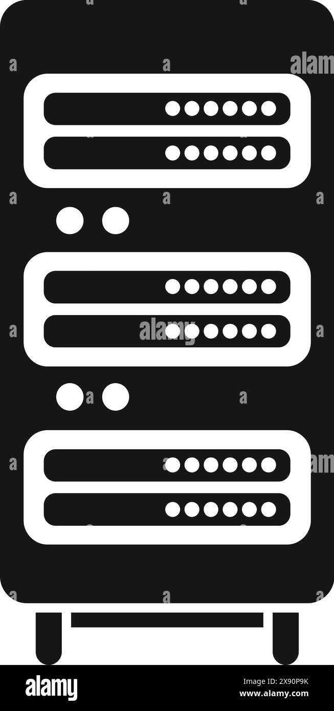 Vector illustration of server rack icon in black and white color ...