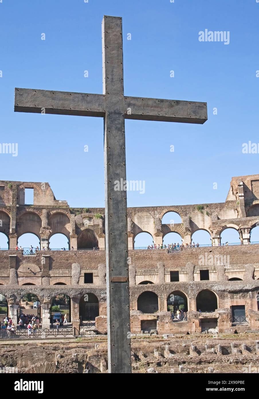 large cross in the colosseum Rome Italy Stock Photo - Alamy