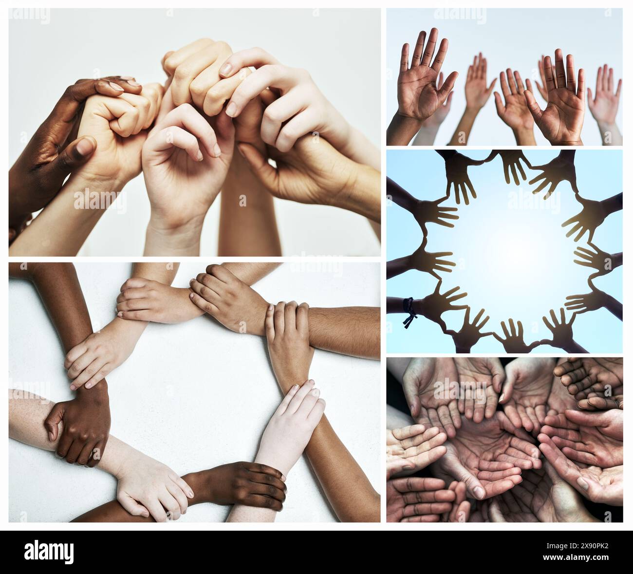 Hands, charity and community for partnership or collaboration for ...