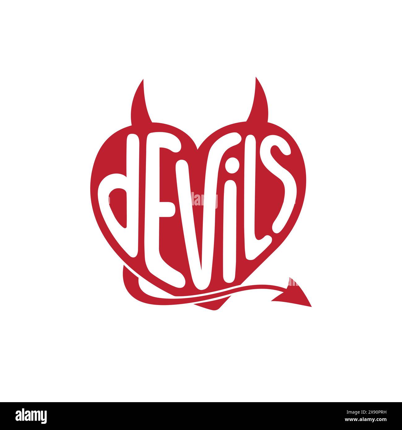 Devils heart with horns lettering design. Vector and illustration Stock ...