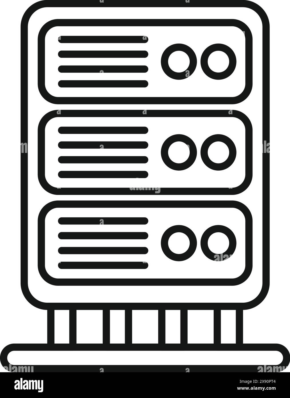 Line art vector illustration of a server rack for technology and data ...