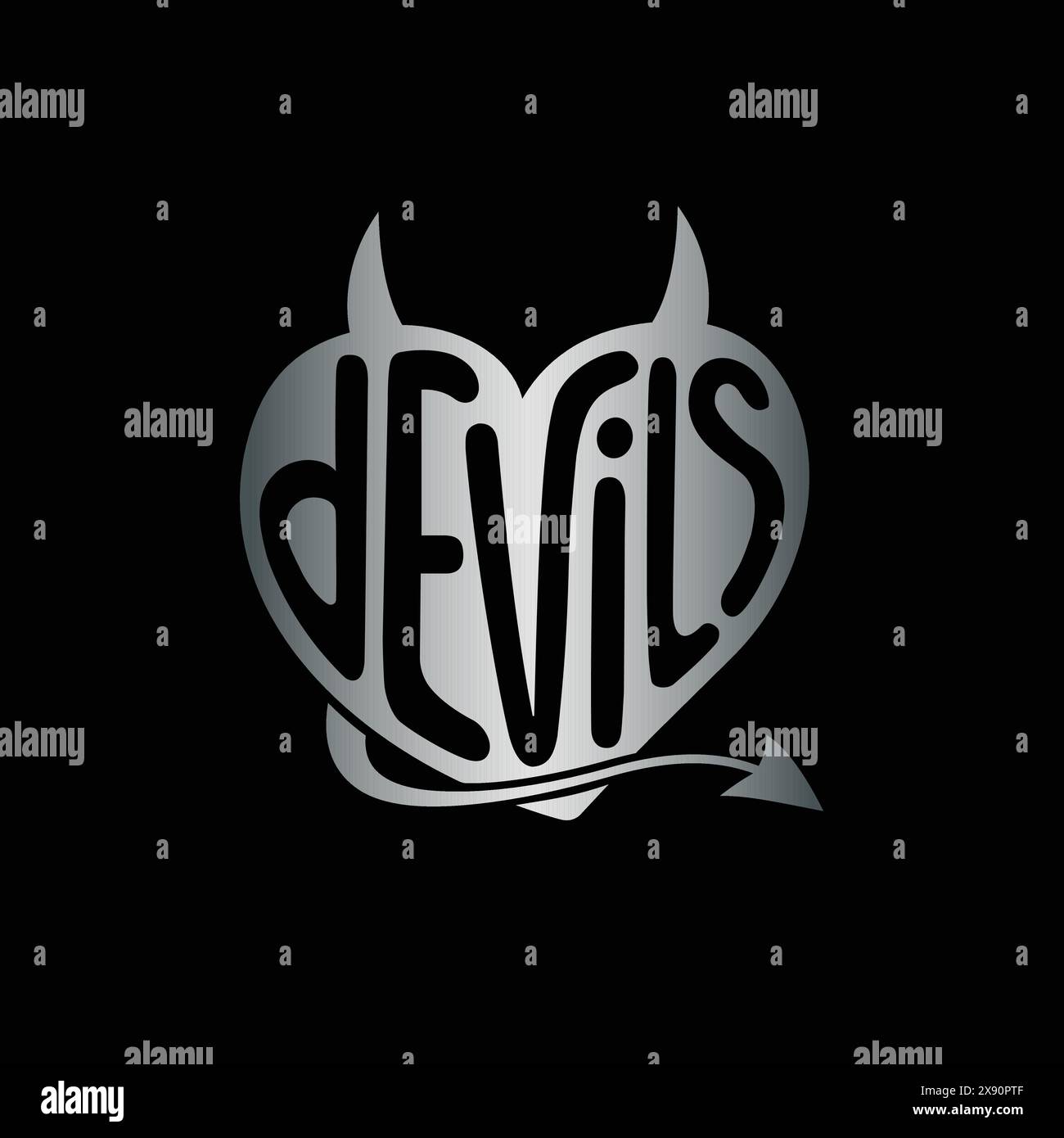 Devils heart with horns lettering design. Vector and illustration Stock ...