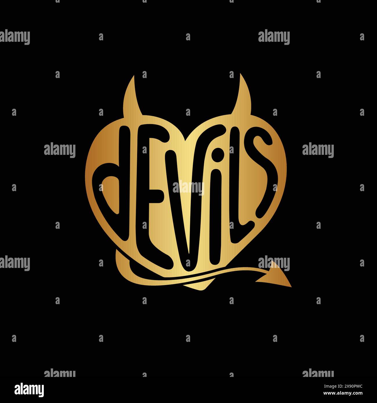 Devils heart with horns lettering design. Vector and illustration Stock ...