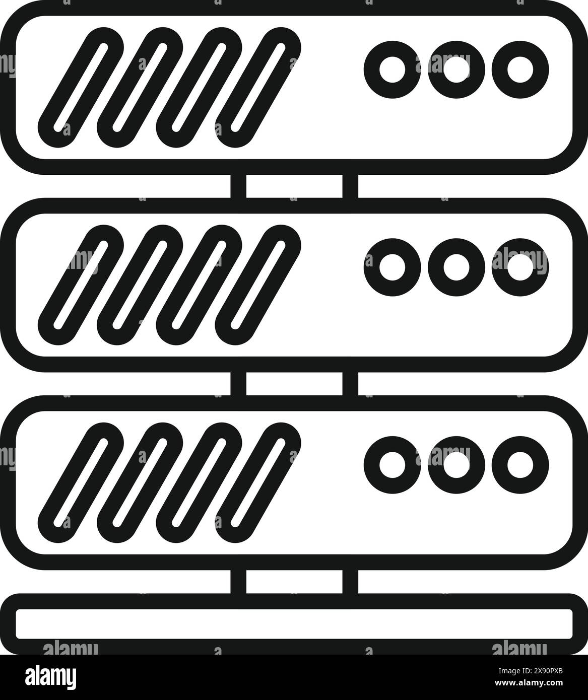 Black and white line art of stylized server rack icons for web and ...