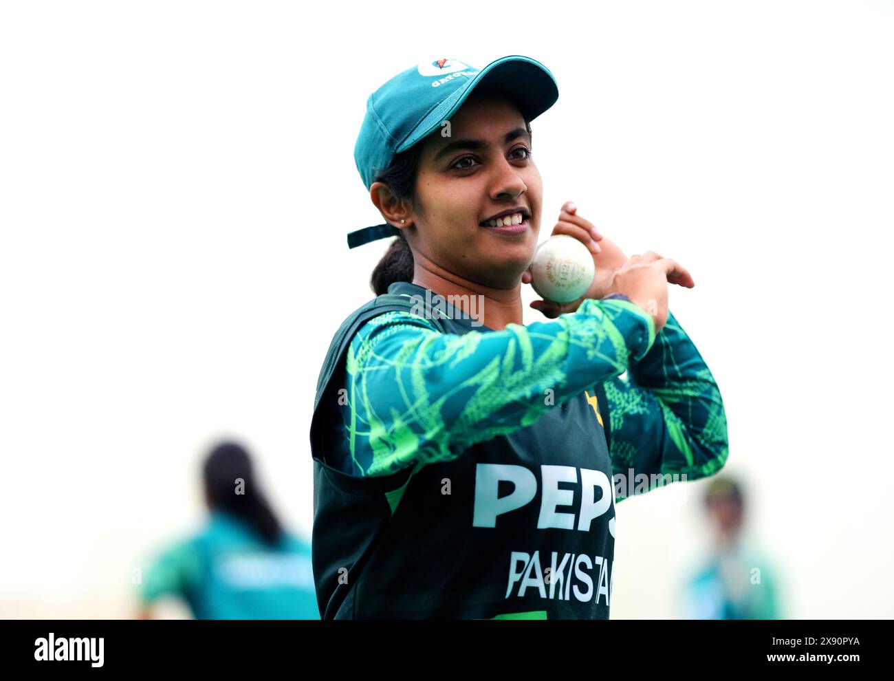 Pakistan's Nashra Sandhu during a nets session at The Cloud County ...