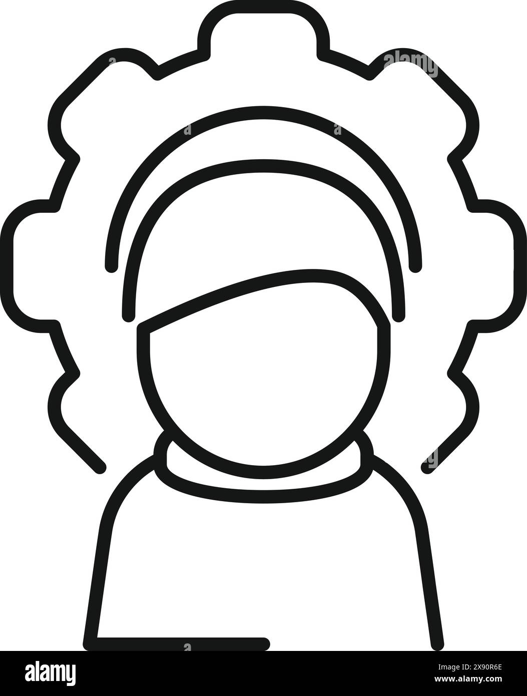 Female engineer icon in black and white outline vector representing ...