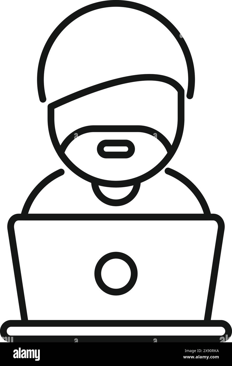 Modern virtual reality user icon in sleek black and white monochrome ...