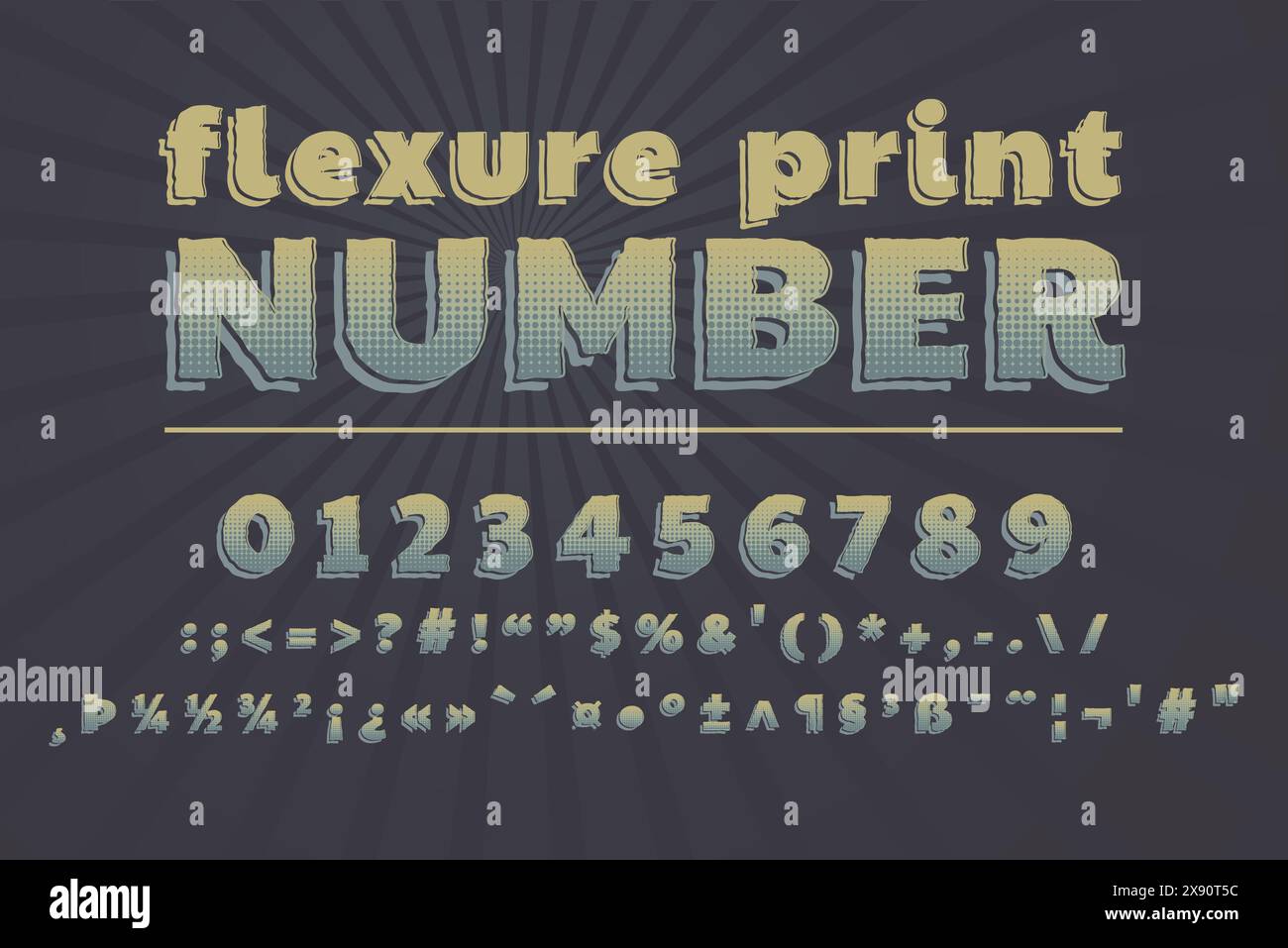 Print 3D vintage halftone black alphabet poster Collage style stencil letters with shadow and ...