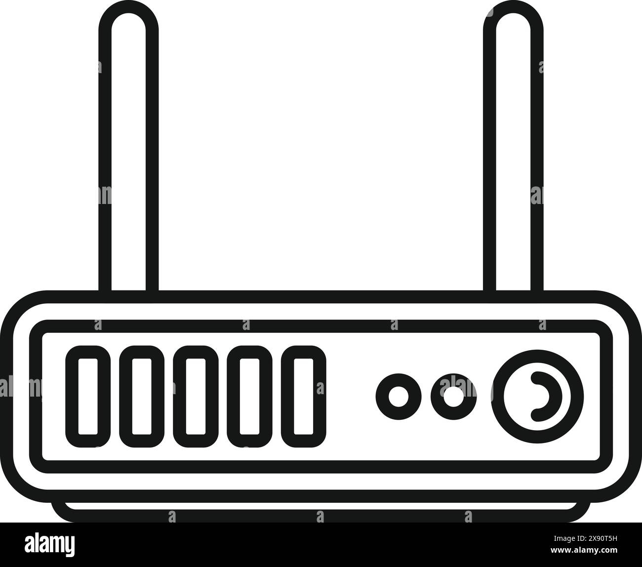 Simple black and white line art vector of a wireless internet router ...