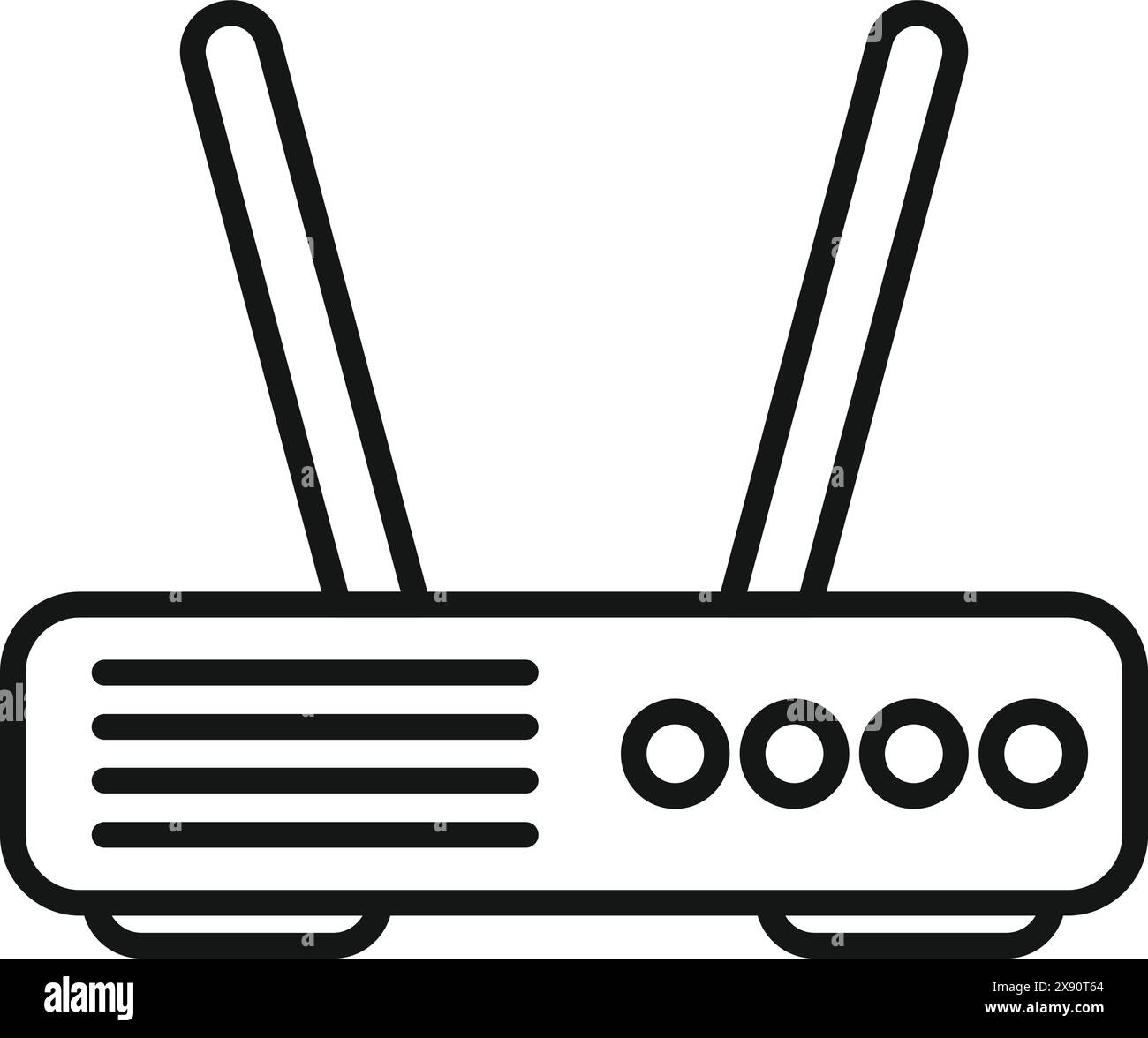 Vector illustration of a simple wireless router line icon for internet ...