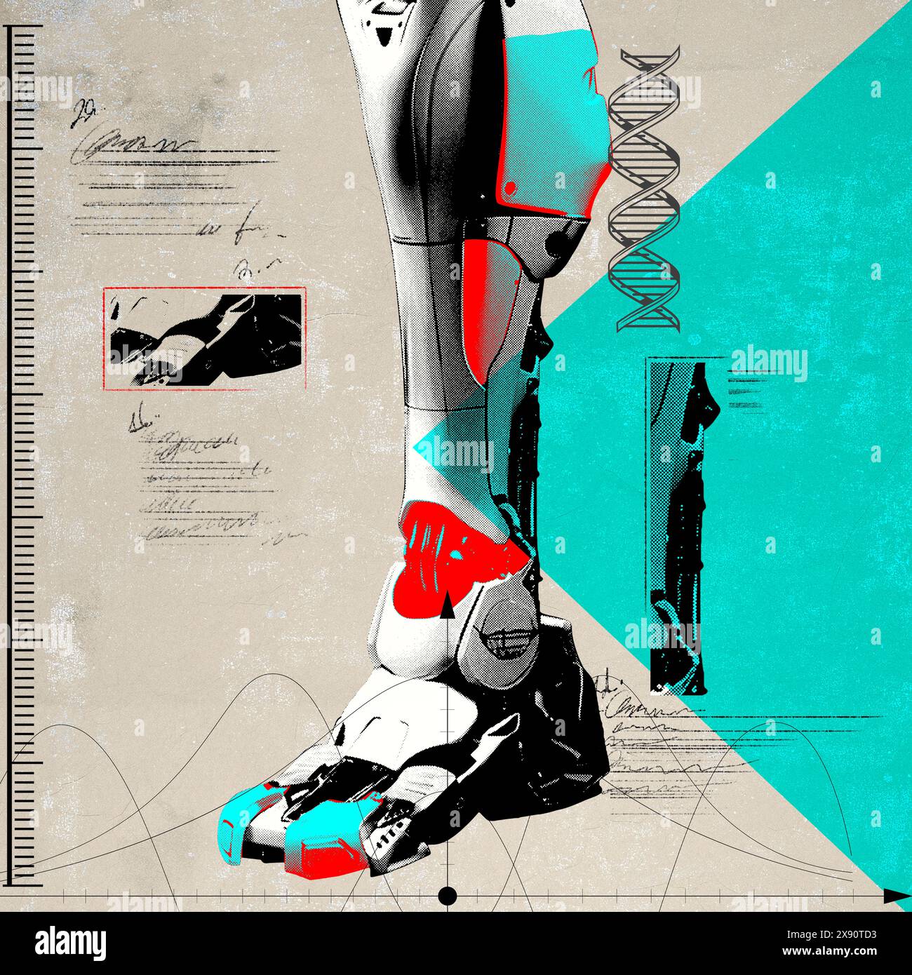 Advanced Robotic Prosthesis. Robotic leg with detailed elements ...