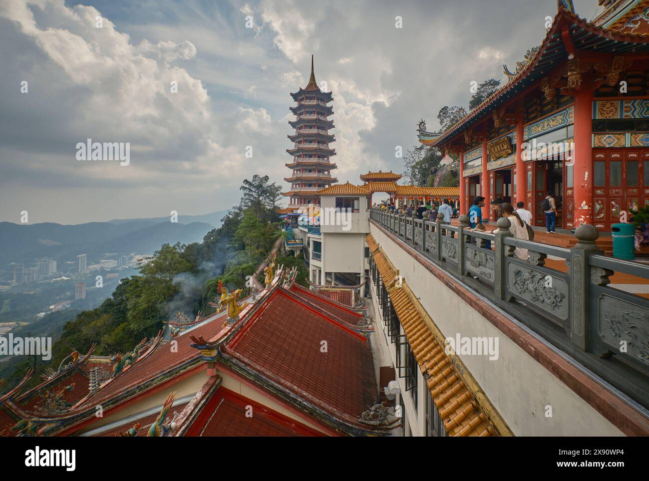 Pagoda Temple a nine-storey Pagoda decorated with many figurines of the ...