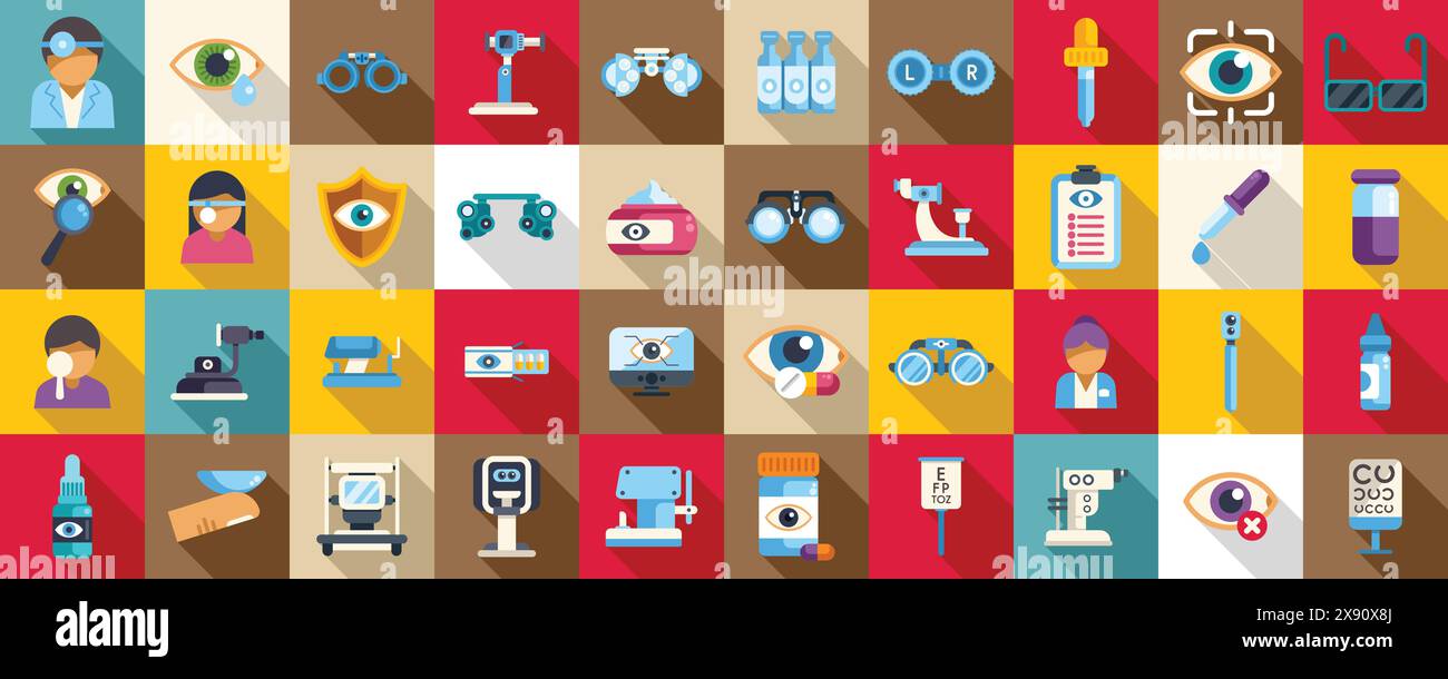 Optometrist icons set vector. A collection of medical icons and symbols ...