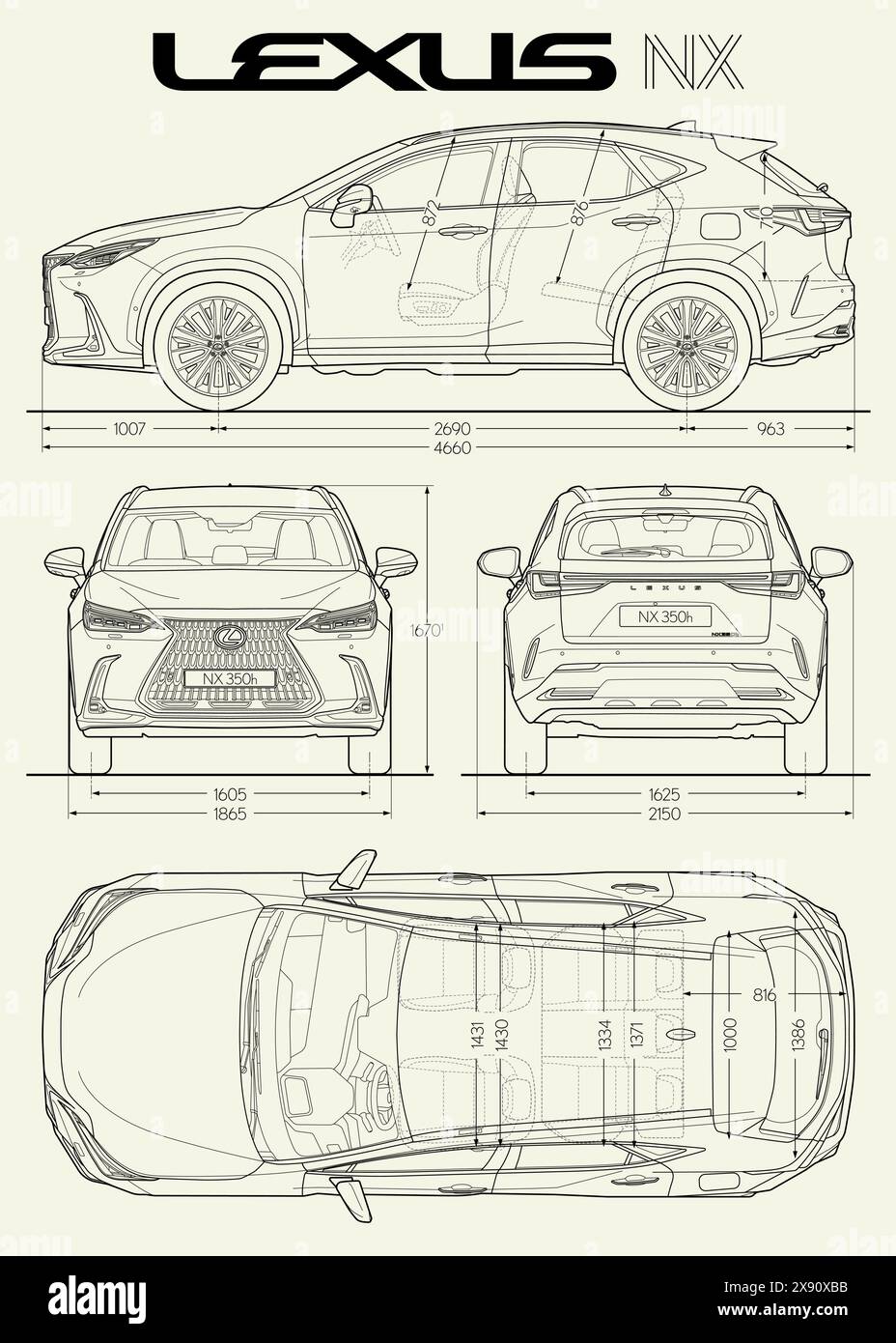 Lexus NX 2023 car blueprint Stock Vector Image & Art - Alamy
