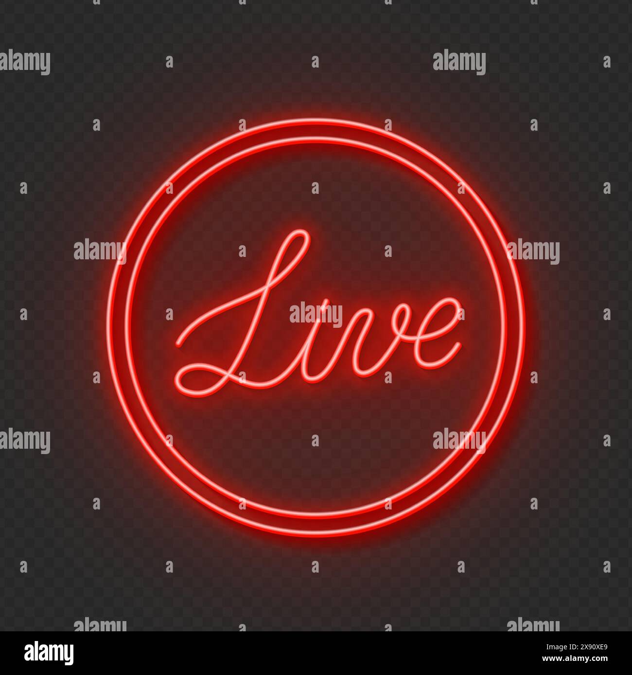 Live Script Neon Sign on transparent dark background. On air light icon ...