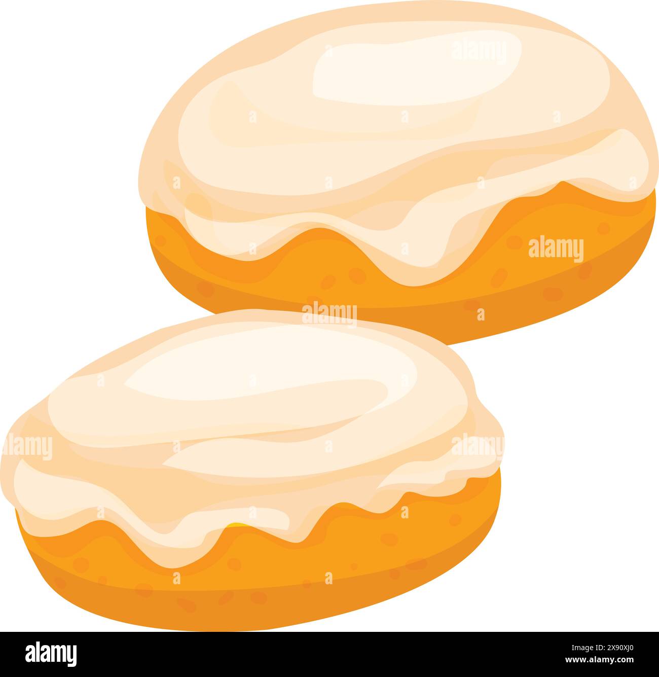 Colorful digital drawing of two classic glazed doughnuts with a white ...