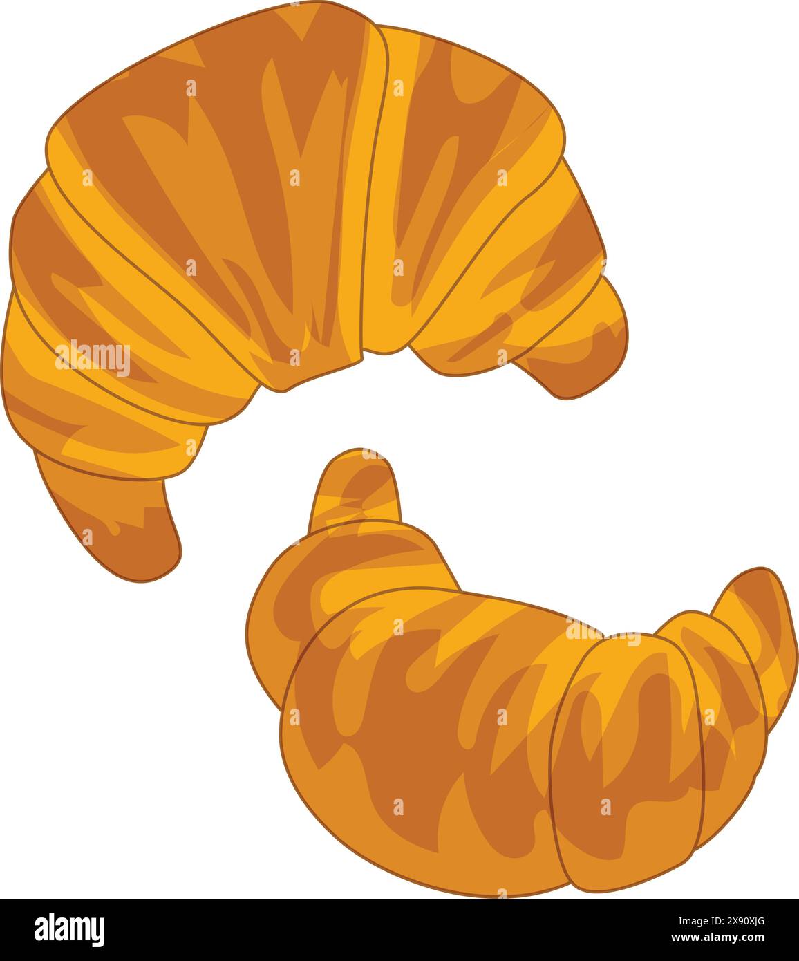 Two golden brown croissants in a flat vector style, perfect for bakery ...