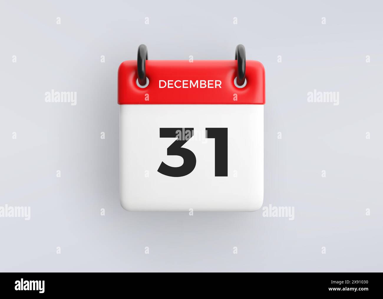 3D calendar icon with date 31 December on grey background. Vector ...