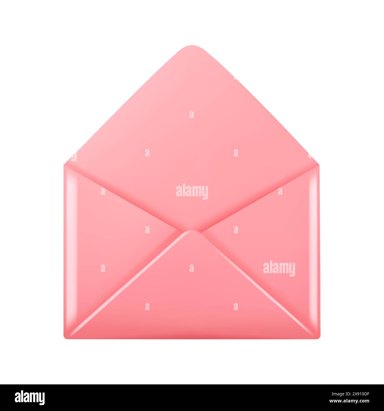 Realistic blank opened envelope in 3D style isolated on white ...