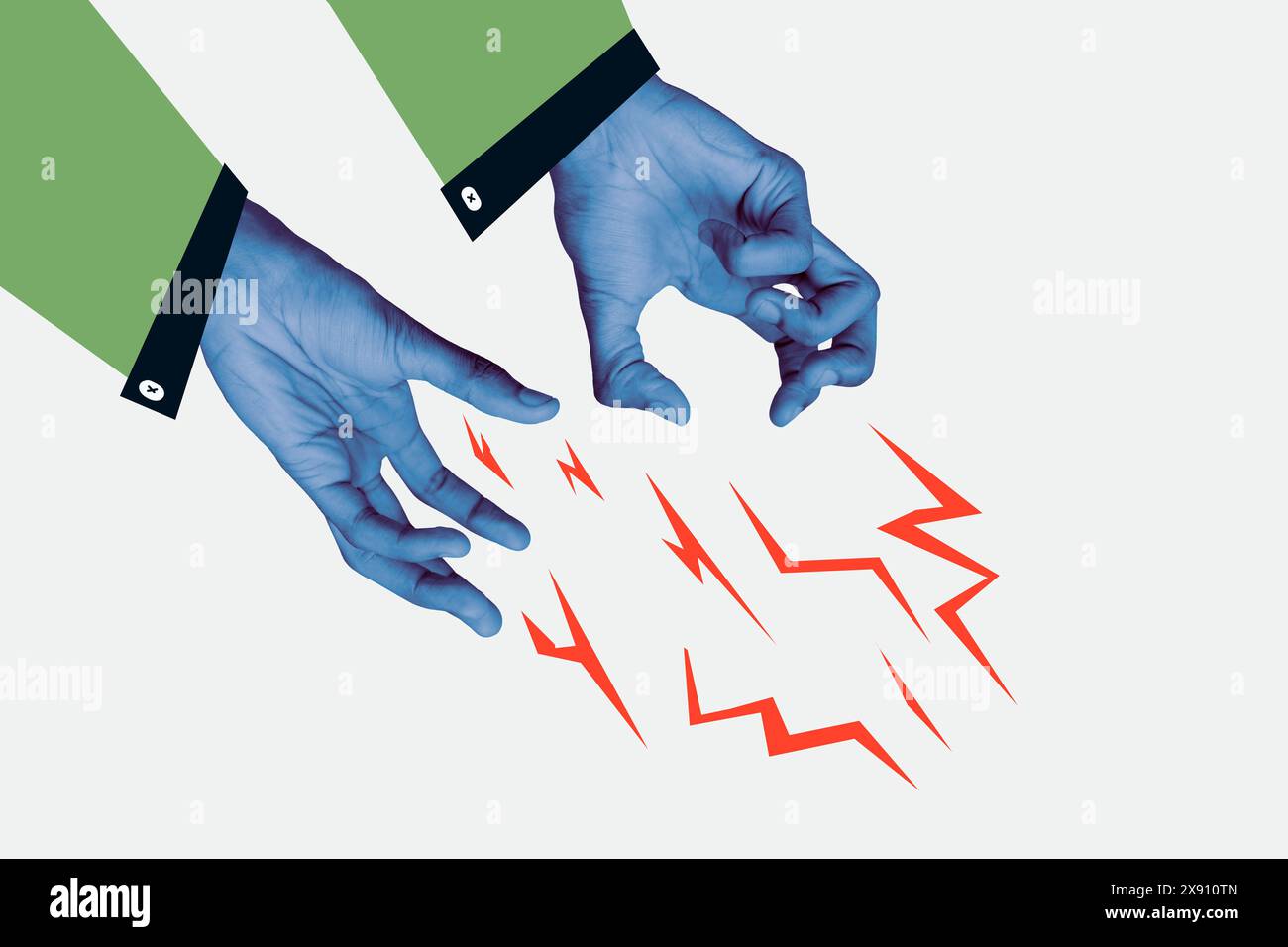 Composite photo collage of hand throw lightning illusion magician trick ...