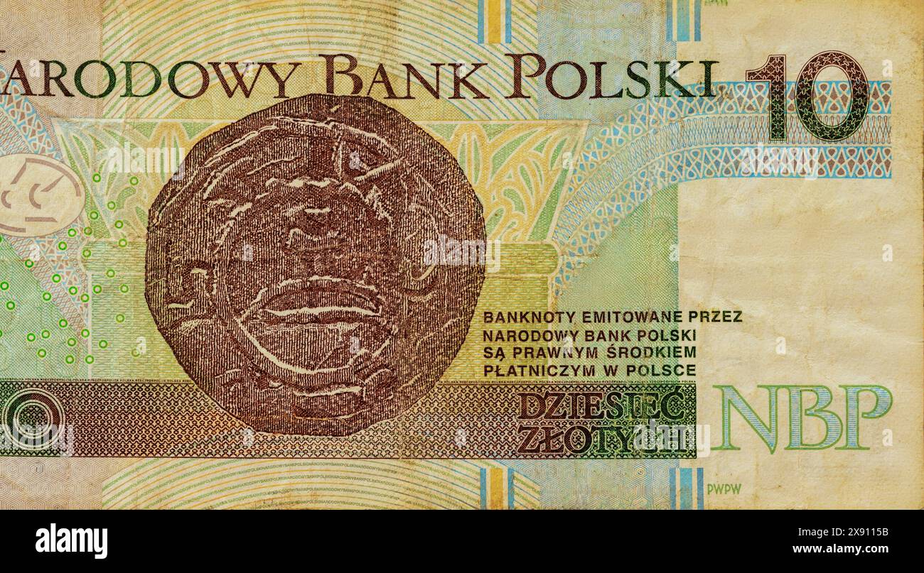 National currency money of Poland ten zloty issued by Narodowy Bank ...