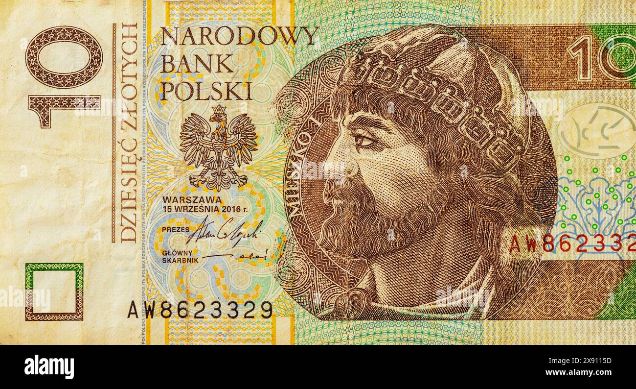 Money in form of Poland ten zloty issued by Narodowy Bank Polski at ...