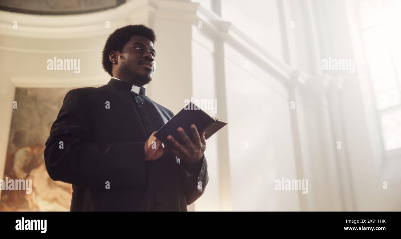 In Christian Church: Protestant Minister Leads Congregation In Prayer ...