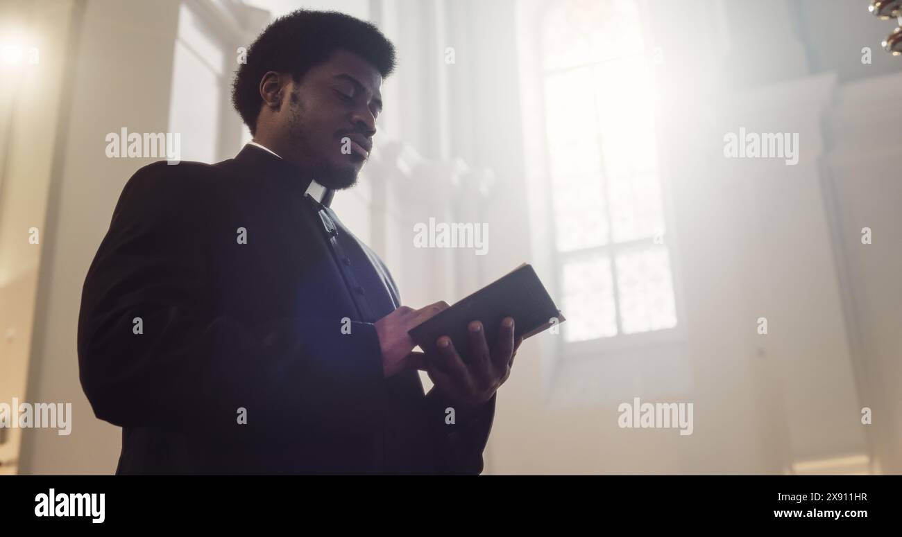 In Christian Church: Protestant Minister Leads Congregation In Prayer ...