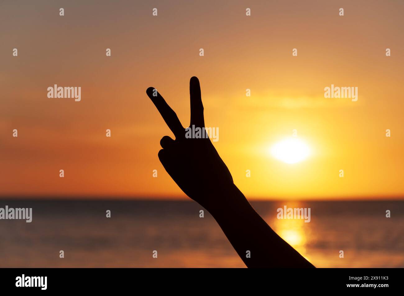 Peace sign fingers back of hand hi-res stock photography and images - Alamy