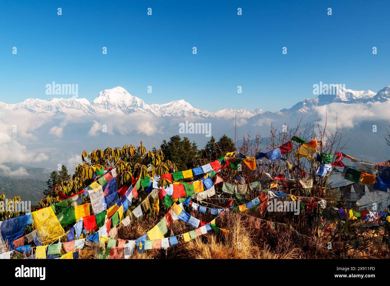 Annapurna mountain range view from Poon Hill view point Ghorepani Nepal ...