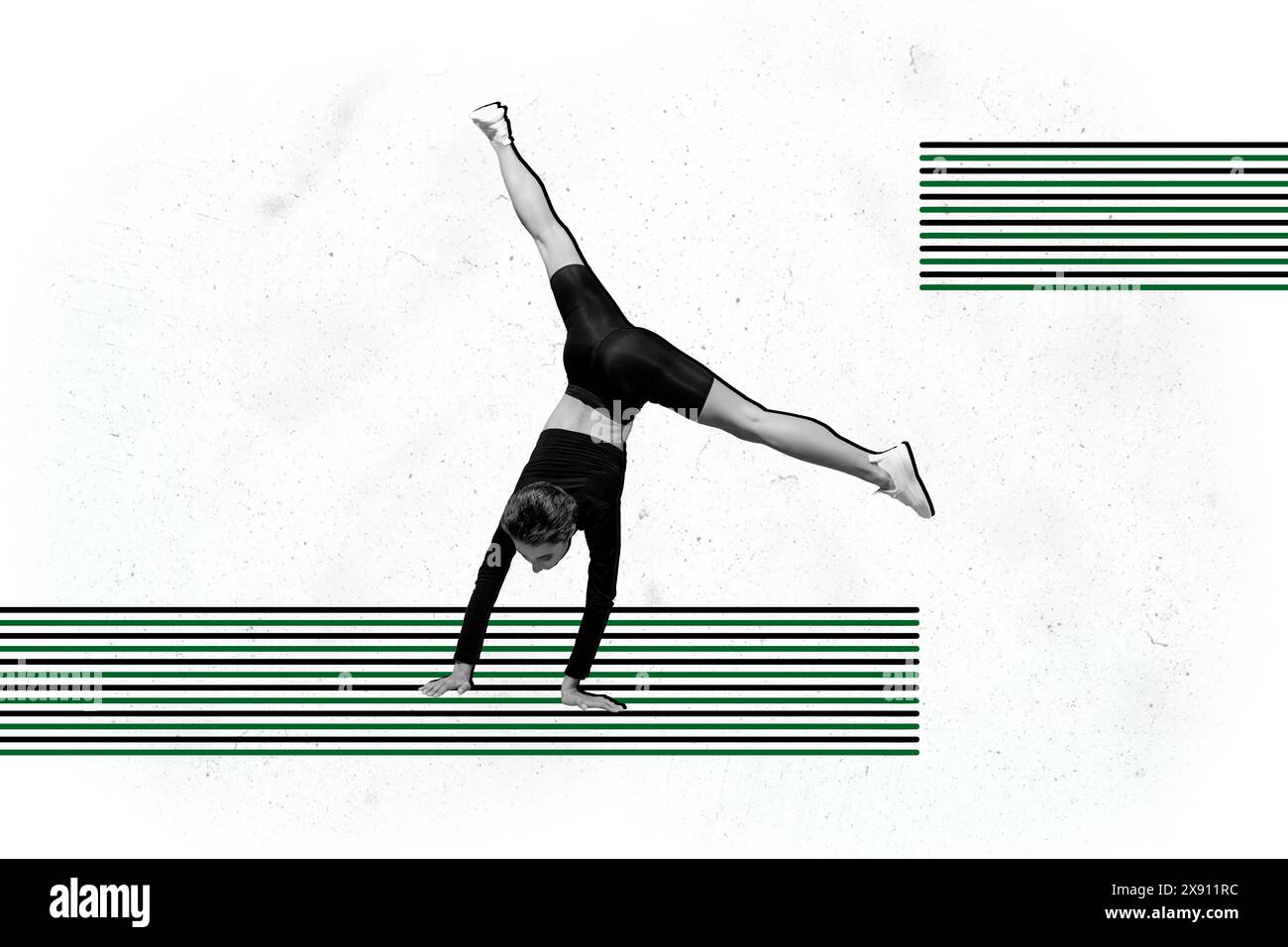 Sketch image artwork photo collage of sport training black white ...