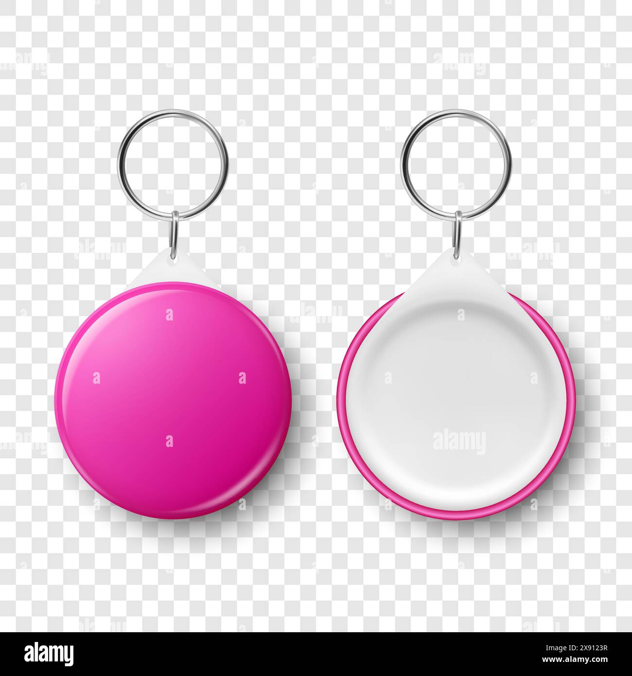 Vector 3d Realistic Pink Blank Round Button Badge with Ring Holder ...