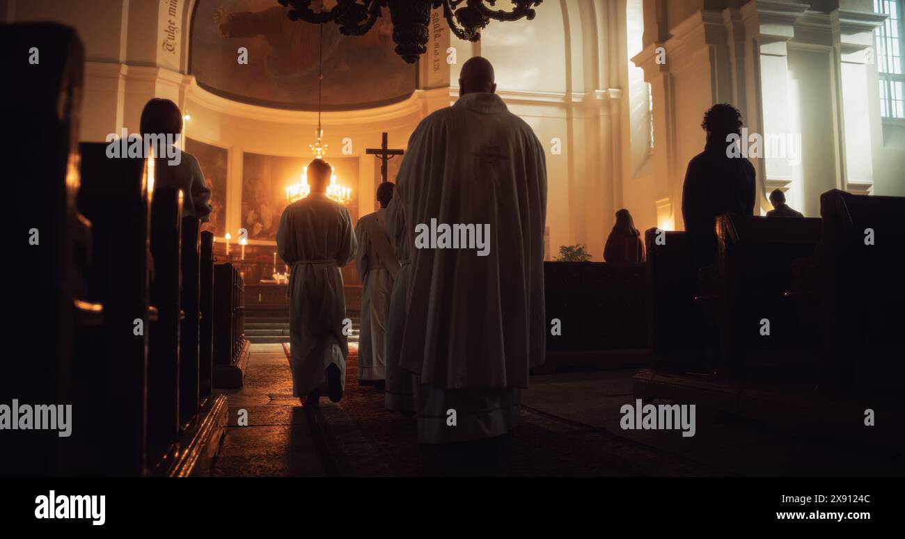 Liturgy in Grand Church: Majestic Procession Of Ministers Walking with ...