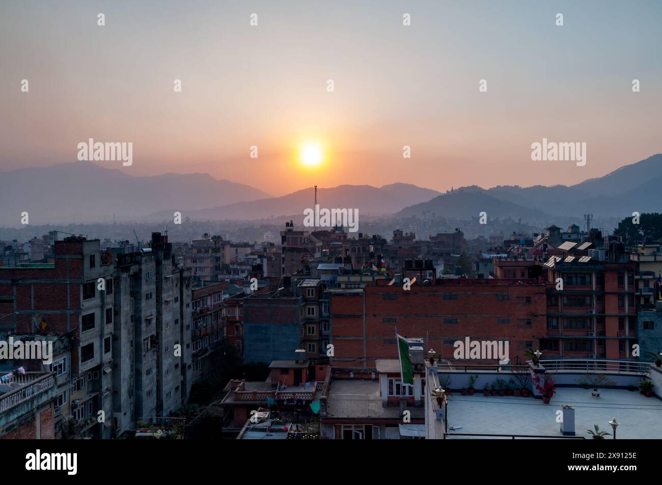 Sunset over Katmandu city Nepal Stock Photo - Alamy