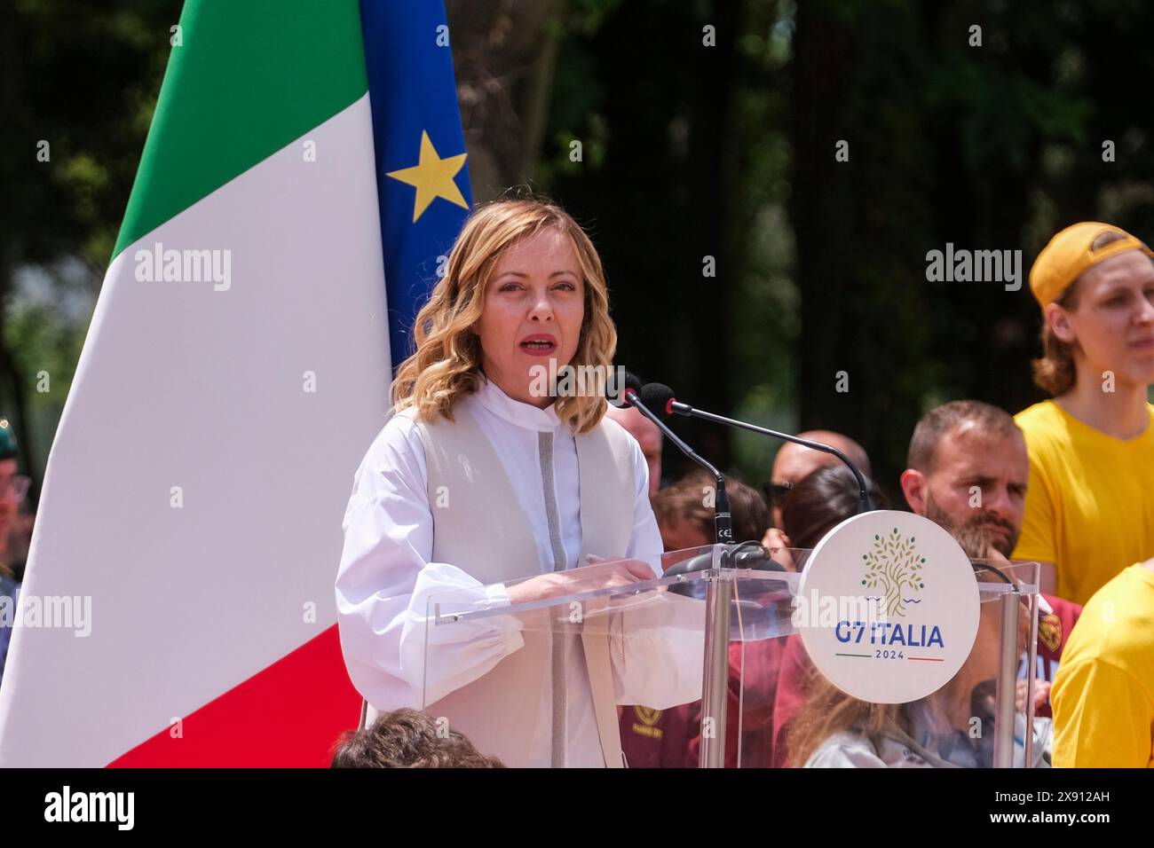 Napoli, Italy. 28th May, 2024. Italian Prime Minister Giorgia Meloni ...